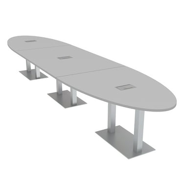 18 Person Modular Powered Rectangular Boardroom Table Metal T Bases ...