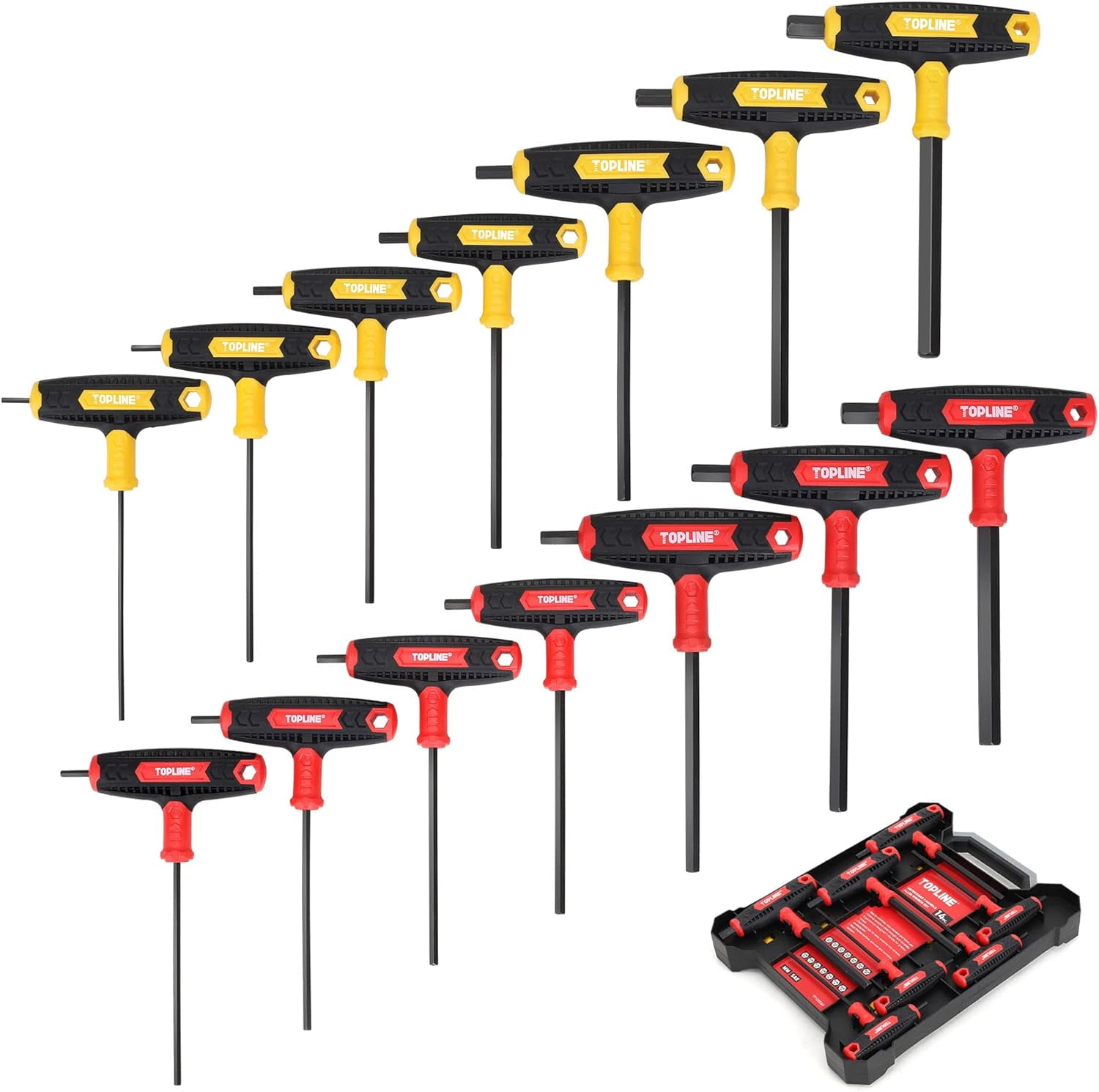 14-Piece Allen Wrench Set, Metric & SAE T-Handle, Long Arm Hex Key Set ...