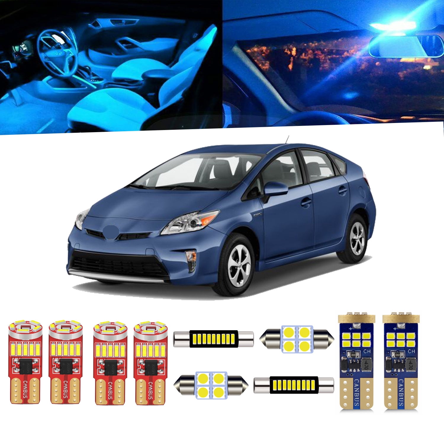 14 Piece Car Interior LED Lights Kit for Toyota Prius 2010 2011 2012 ...