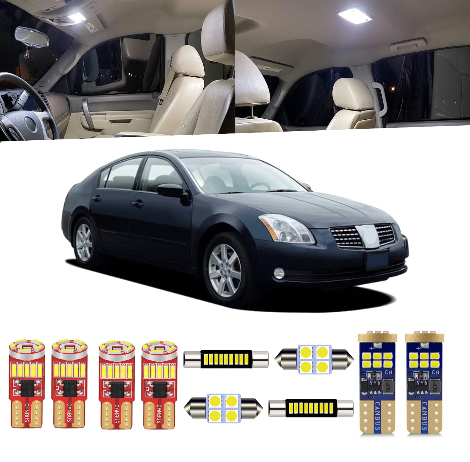 14 Piece Car Interior LED Lights Kit for Nissan Maxima 2004-2008 Dome ...