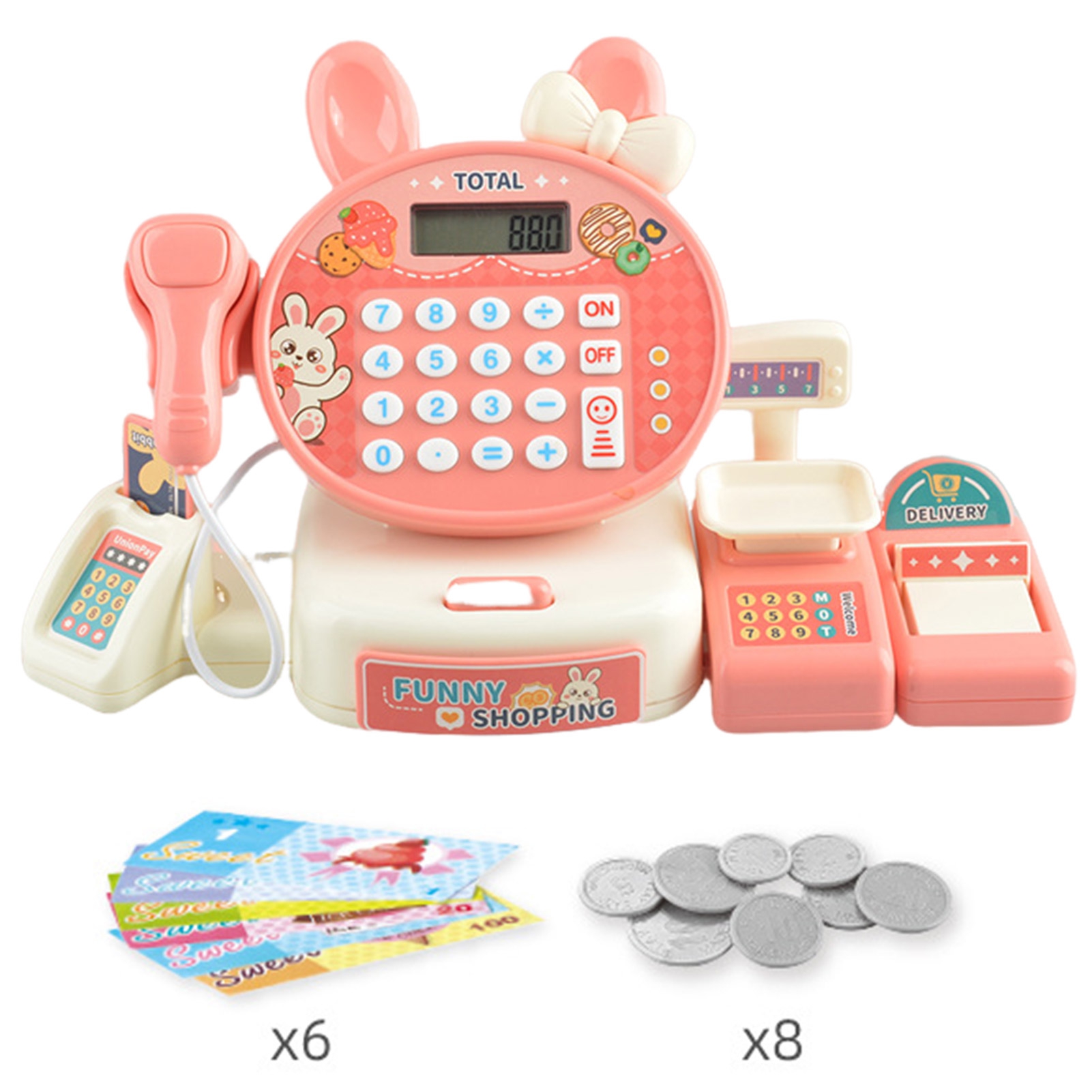 14-Piece Children's Toy Supermarket Set Simulated Cashier with ...