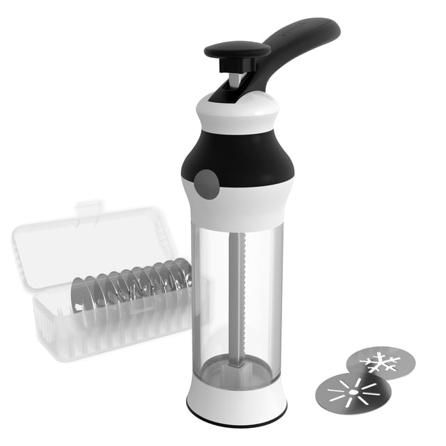 14-Piece Cookie Press Set - Upgraded - Stainless Steel Disks & Storage ...