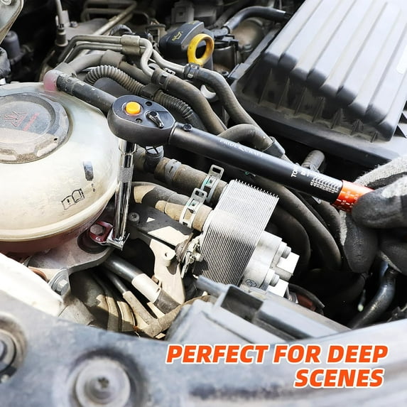 14-Piece Crowfoot Wrench Set, 3/8 Inch Drive Click Torque Wrench with ...