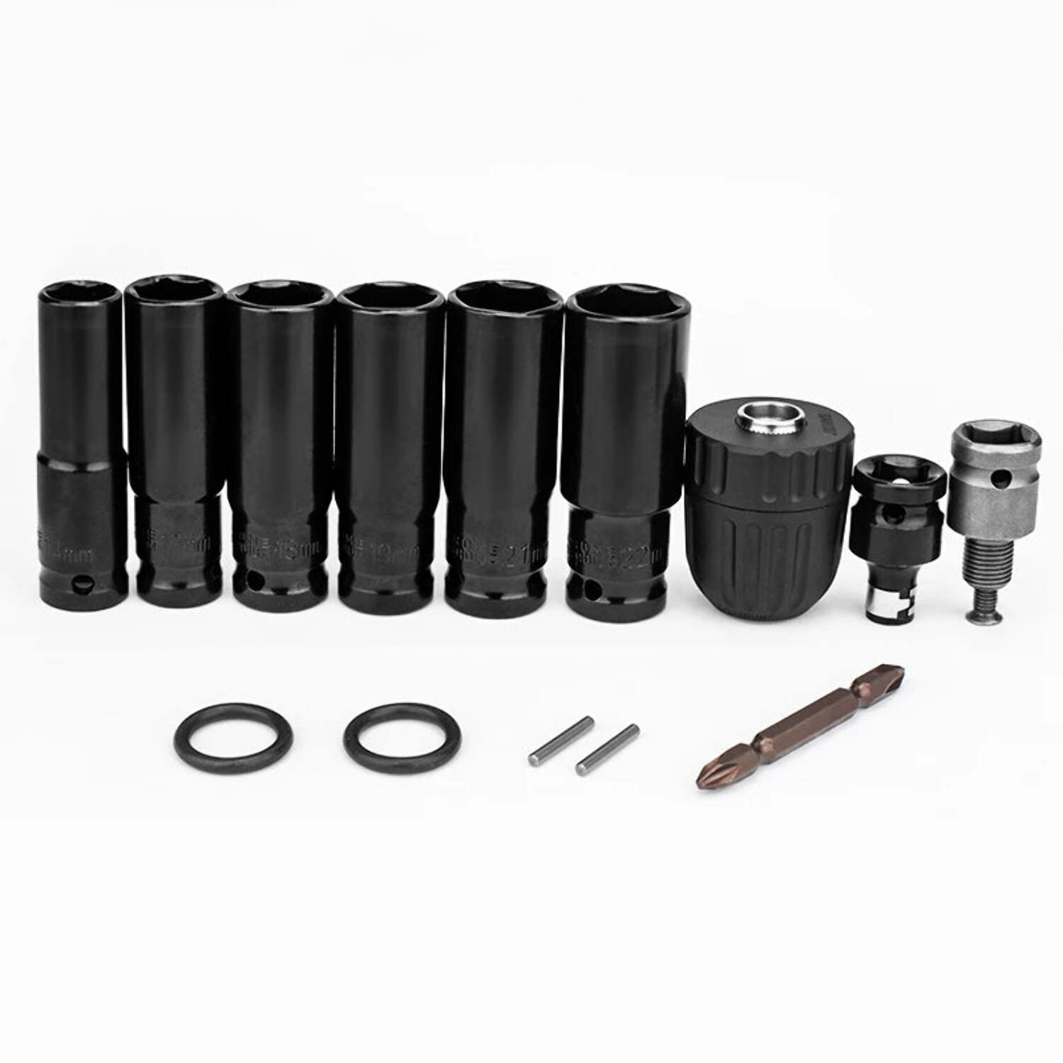 14-Piece Electric Impact Wrench Socket Adapter Kit with Drill Chuck ...