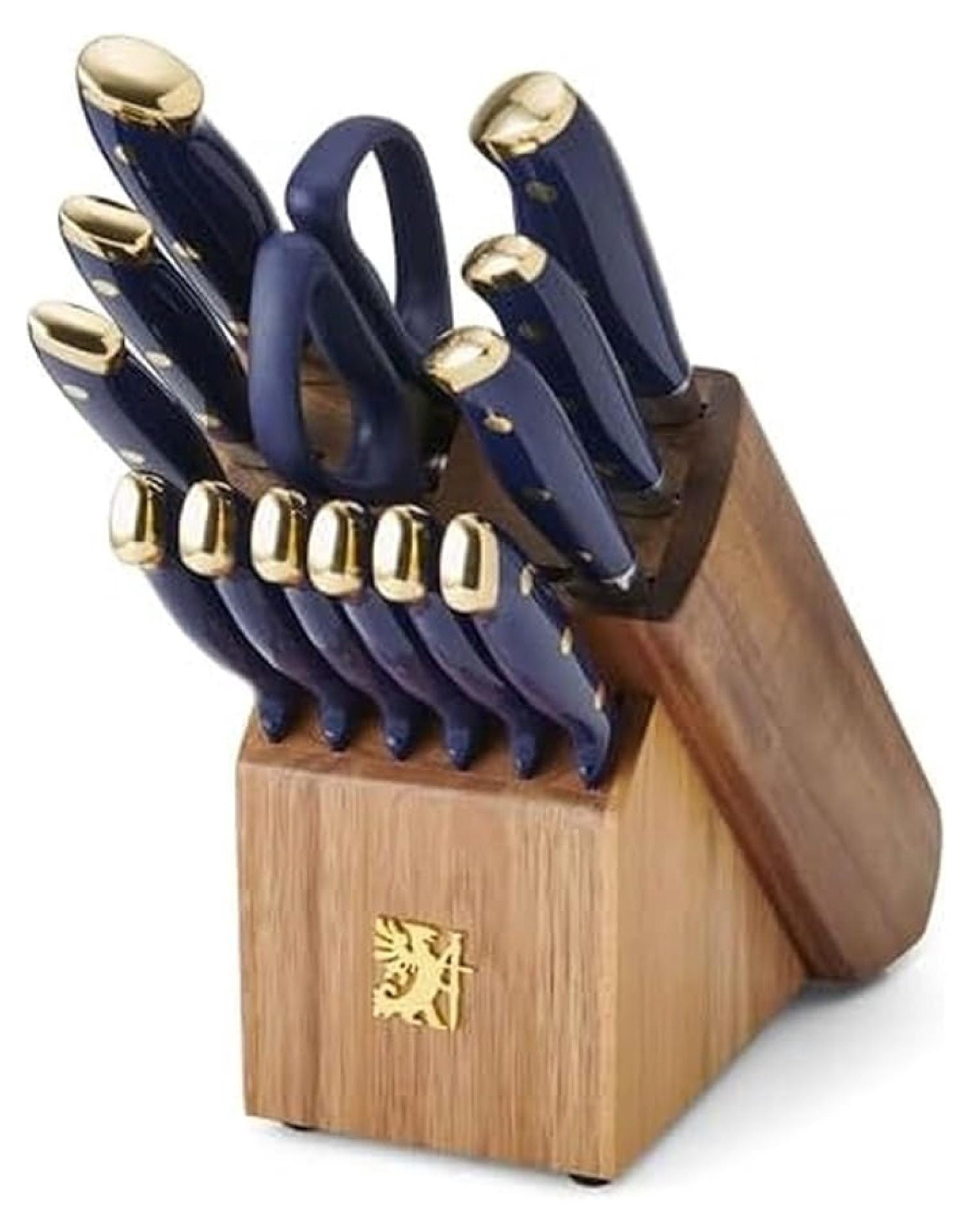 14-Piece Forged Triple Rivet Knife Set with Block, Navy with , High ...
