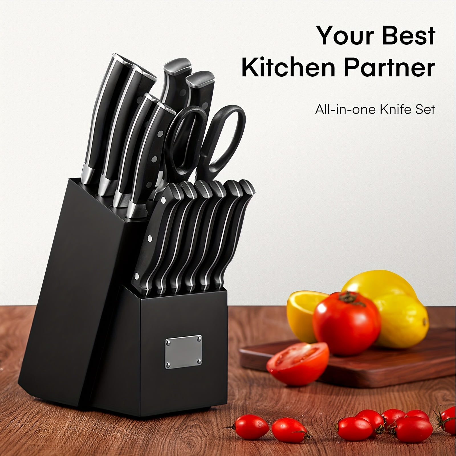 14-Piece German Stainless Steel Kitchen Knife Set with Built-in ...