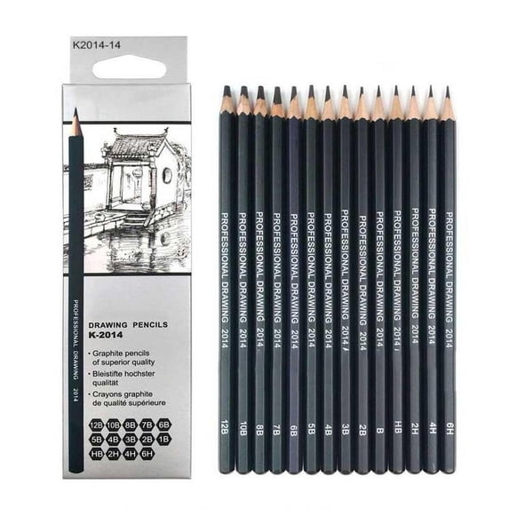 14-Piece Kit Graphite Drawing Pencils and Sketch Set, 1B - 6H Artists ...
