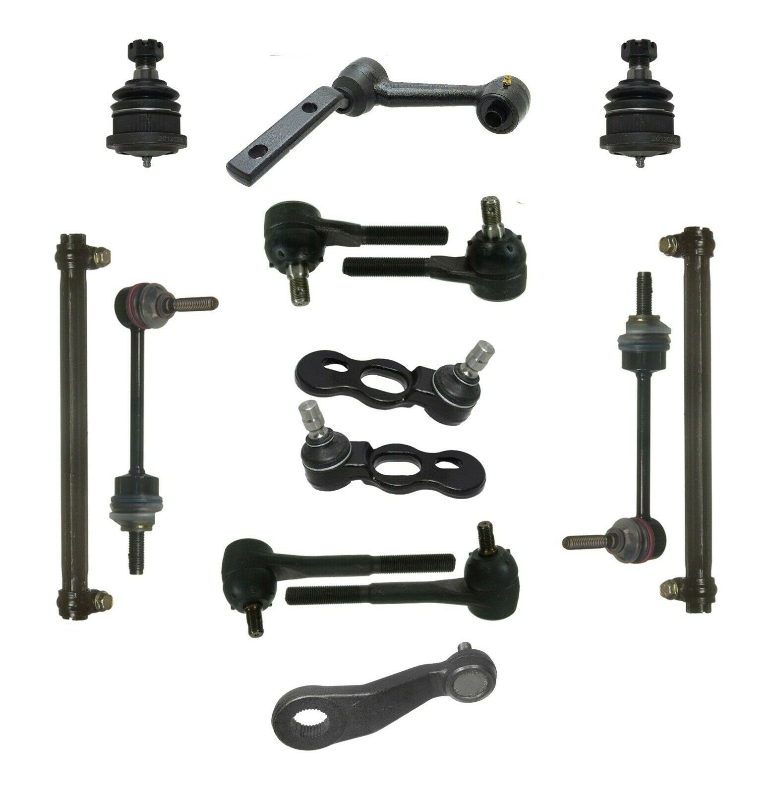 14 Piece Kit Upper Lower Ball Joints Stabilizer Bar Links Pitman ...