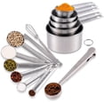 14 Piece Measuring Cups and Spoons Set Stainless Steel - 5 Nesting ...