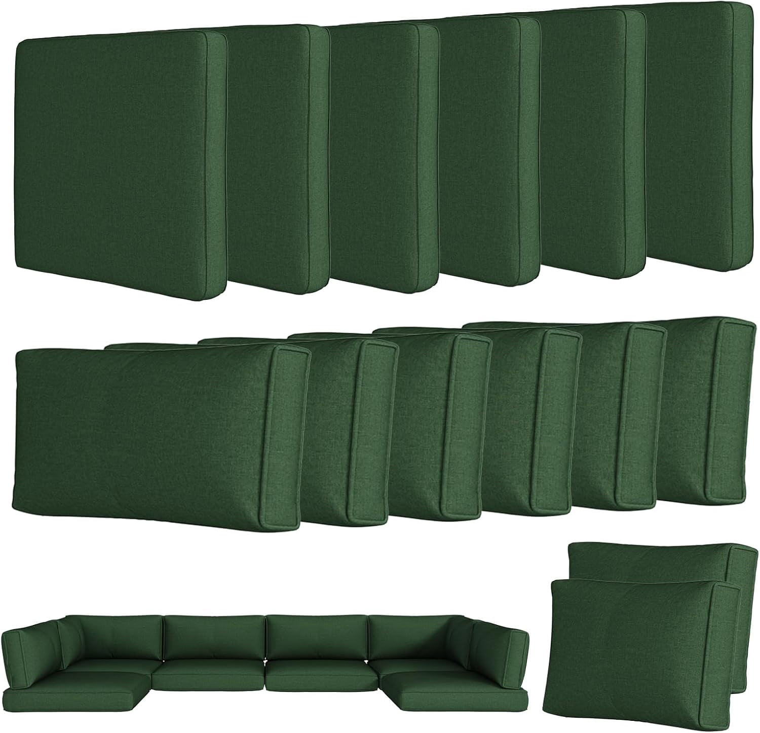 14-Piece Outdoor Cushions Covers with Zippered and Anti-Slip Dot, Patio ...