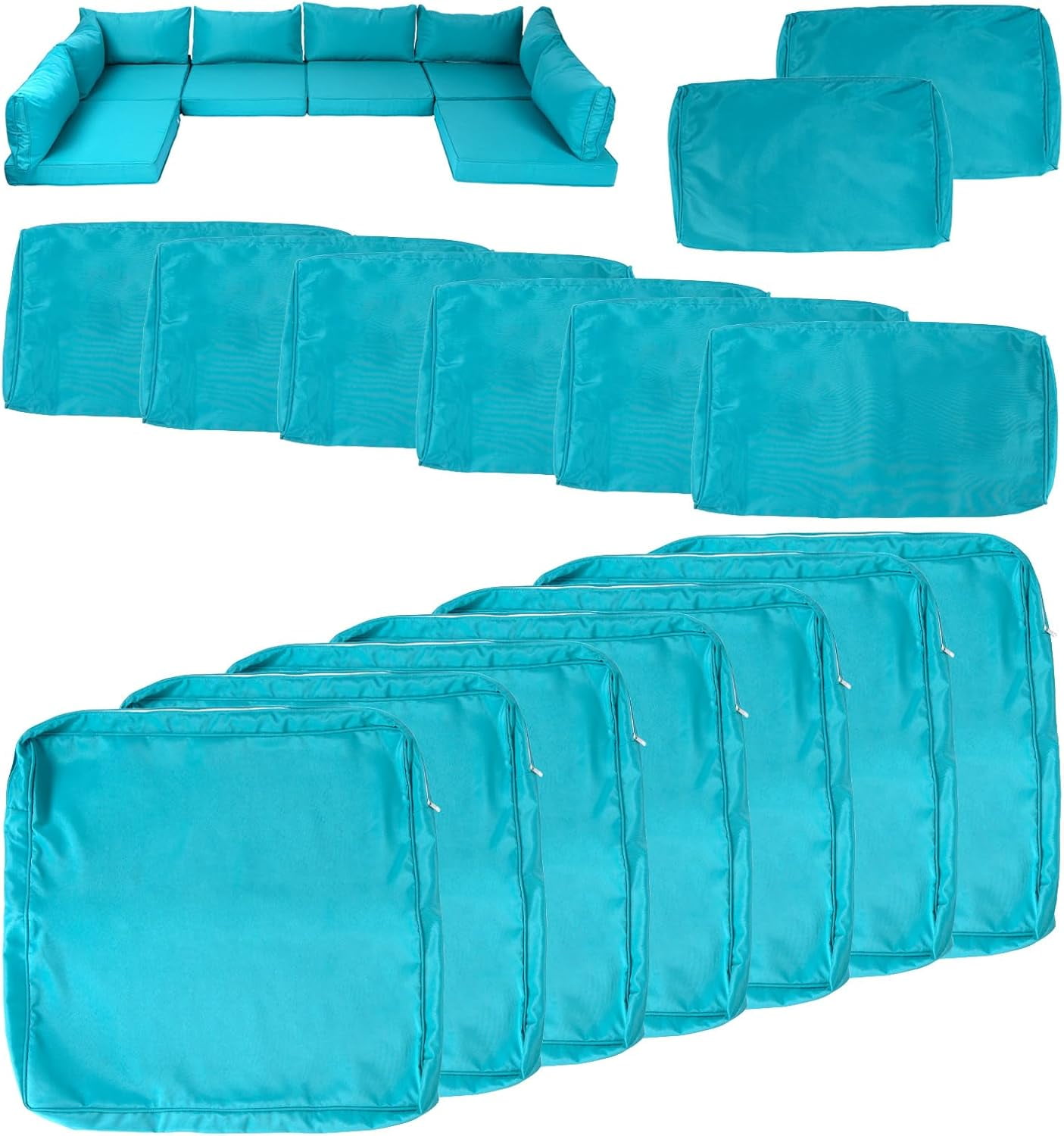 14 Piece Outdoor Sectional Cushion Covers, Patio Cushion Replacement ...