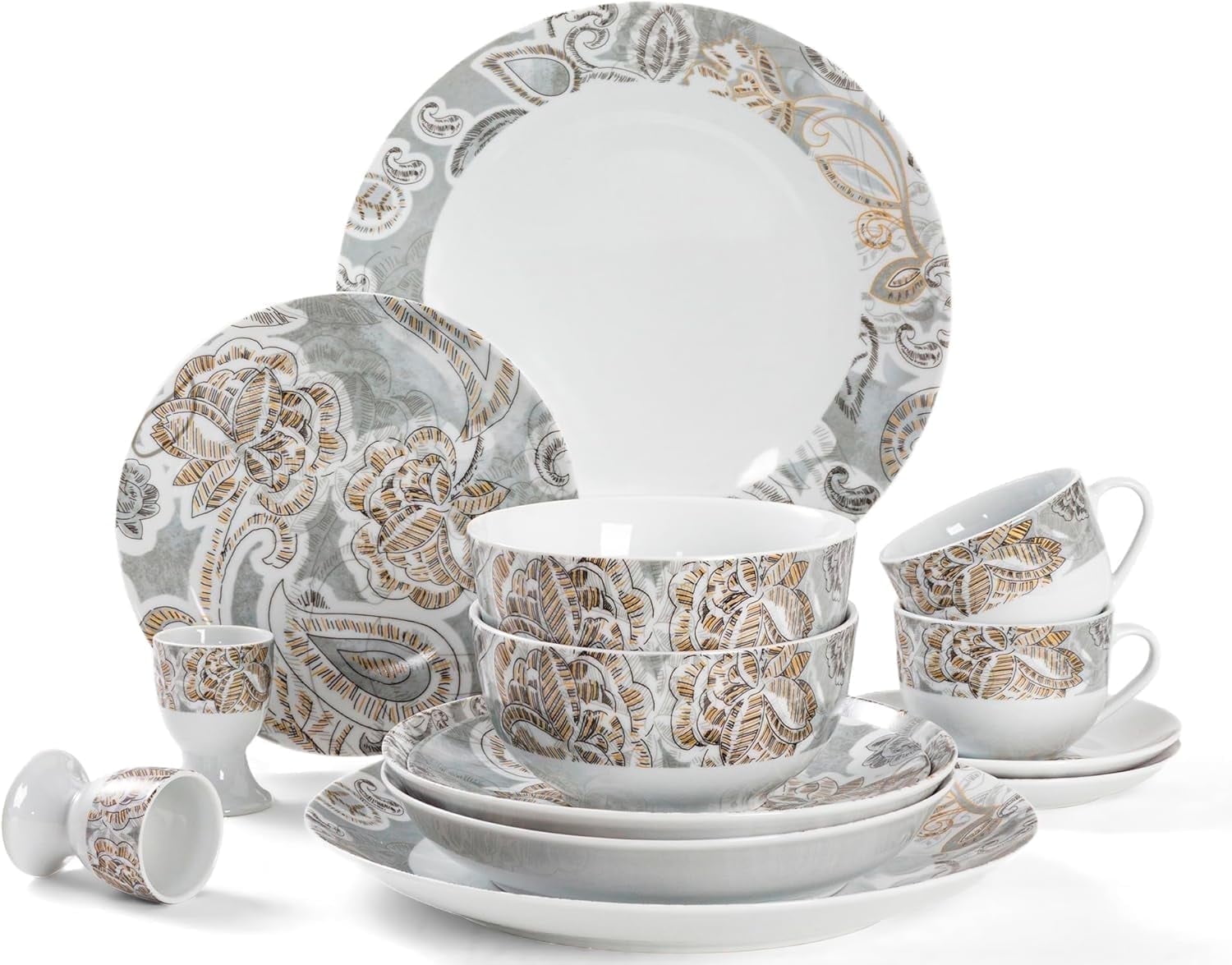 14 Piece Porcelain Dinnerware Set, Premium Plates and Bowls Sets,Egg ...