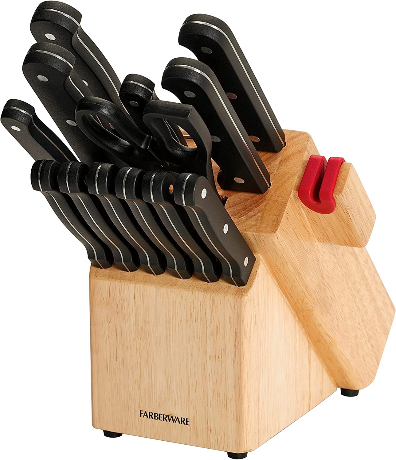 14-Piece Triple-Rivet Knife Block Set with Built-In EdgeKeeper Knife ...