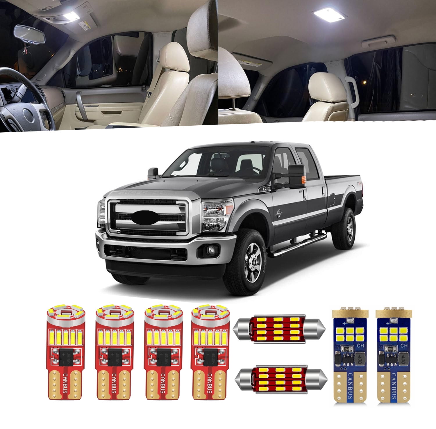 14-Pieces F250 F350 Interior LED Light Kit for 1999-2016 Ford F-250 F ...