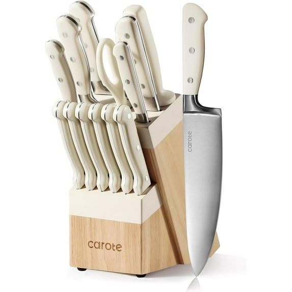 14 Pieces Knife Set with Block, Ford, High Carbon Stainless Steel Sharp ...