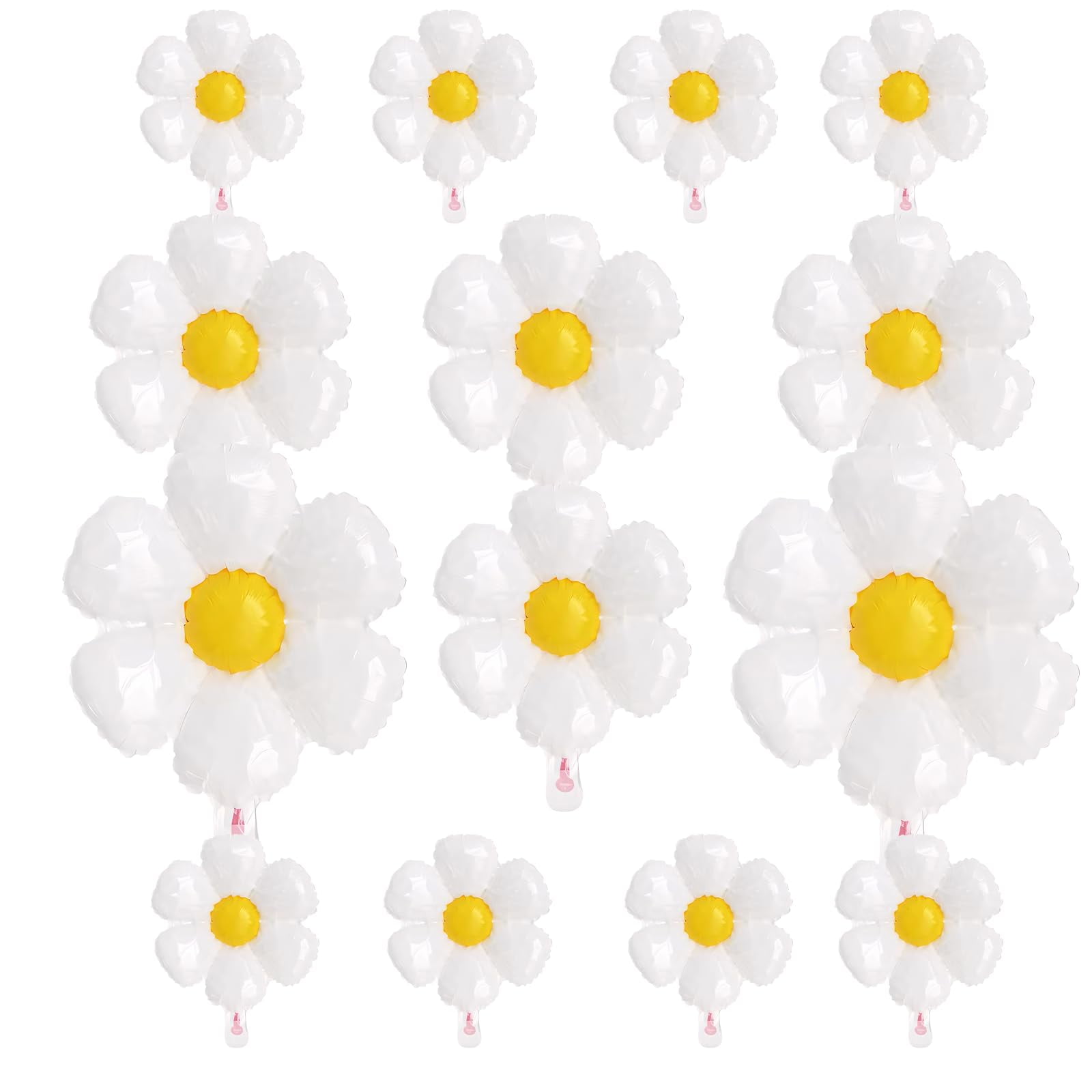 14 Pieces Large Daisy Flower Balloons BSL1 Set - 3 Sizes White Flower ...