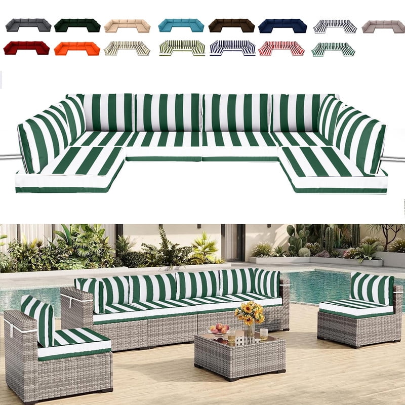 14 Pieces Outdoor Replacement Sectional Cushions Set, Waterproof patio ...