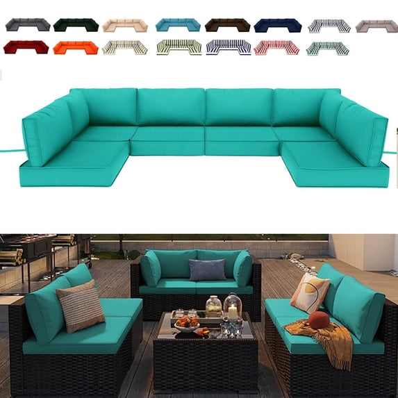 14 Pieces Outdoor Replacement Sectional Cushions Set, Waterproof patio ...