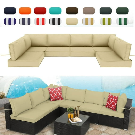 14 Pieces Outdoor sectional cushions replacement set, 4in thick patio ...