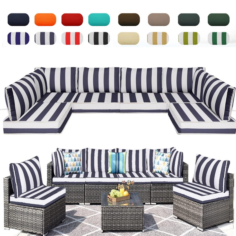 14 Pieces Outdoor sectional cushions replacement set, 4in thick patio ...