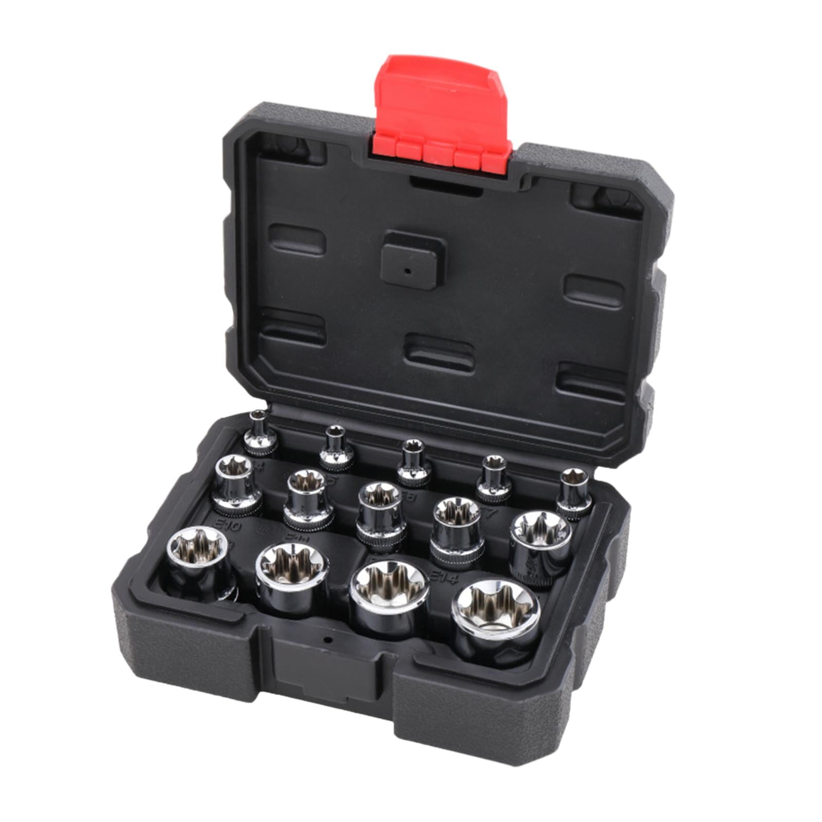 14 Pieces Universal Nut Remover Set, with Storage Case Drive Socket 1/4 ...