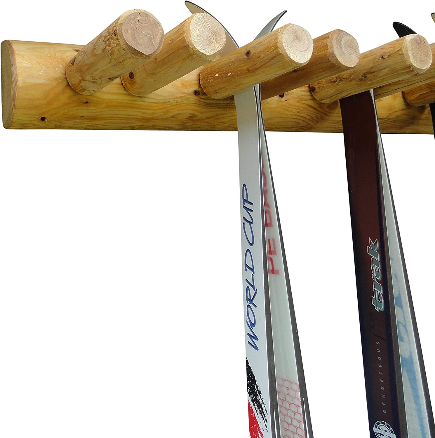 14-Place Log Ski Rack, Ski Storage Rack for Garage, Outdoor Ski Wall ...