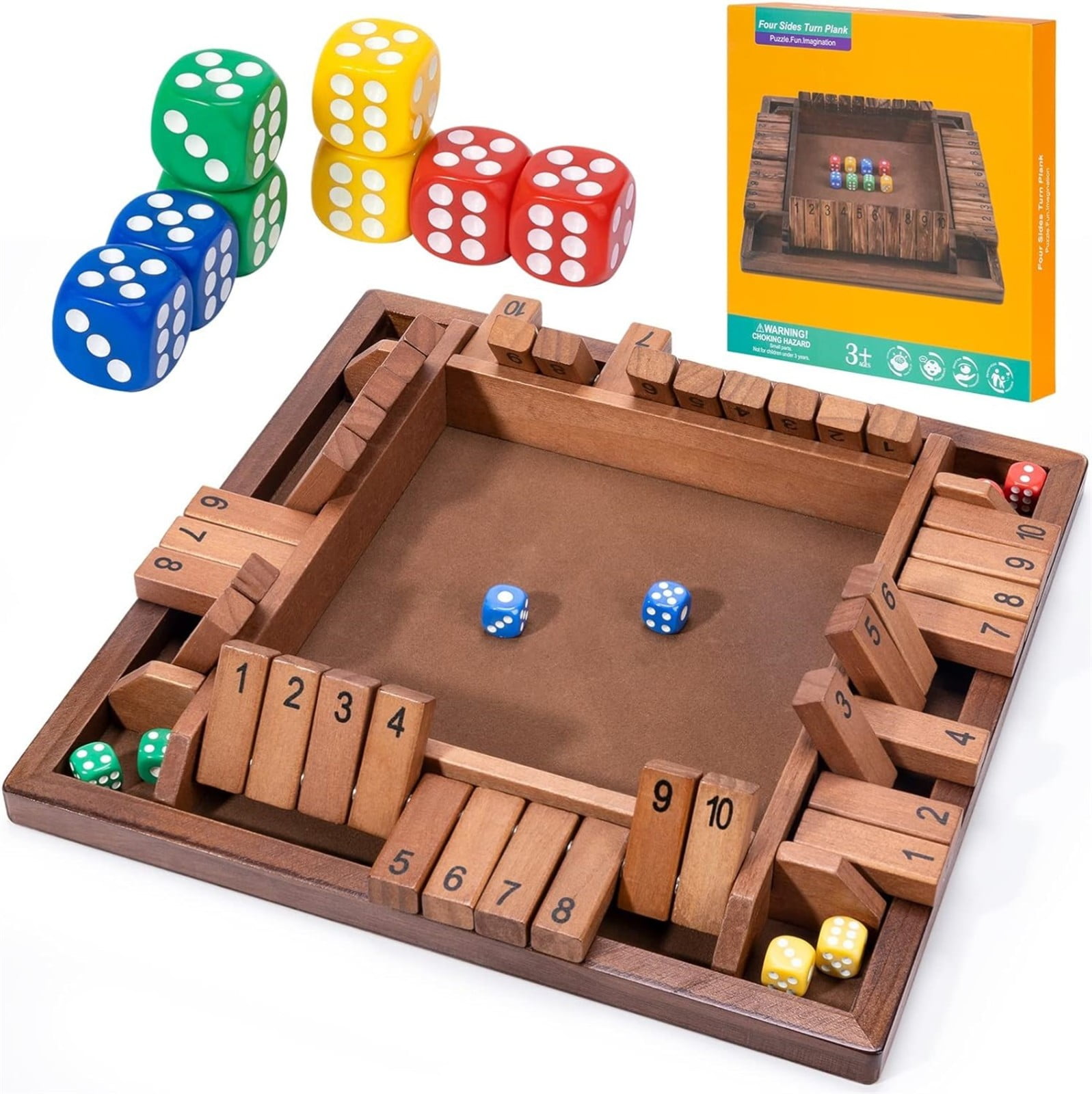 14 Players Shut The Box Dice Game Wooden Board Table Math Game With 8 ...