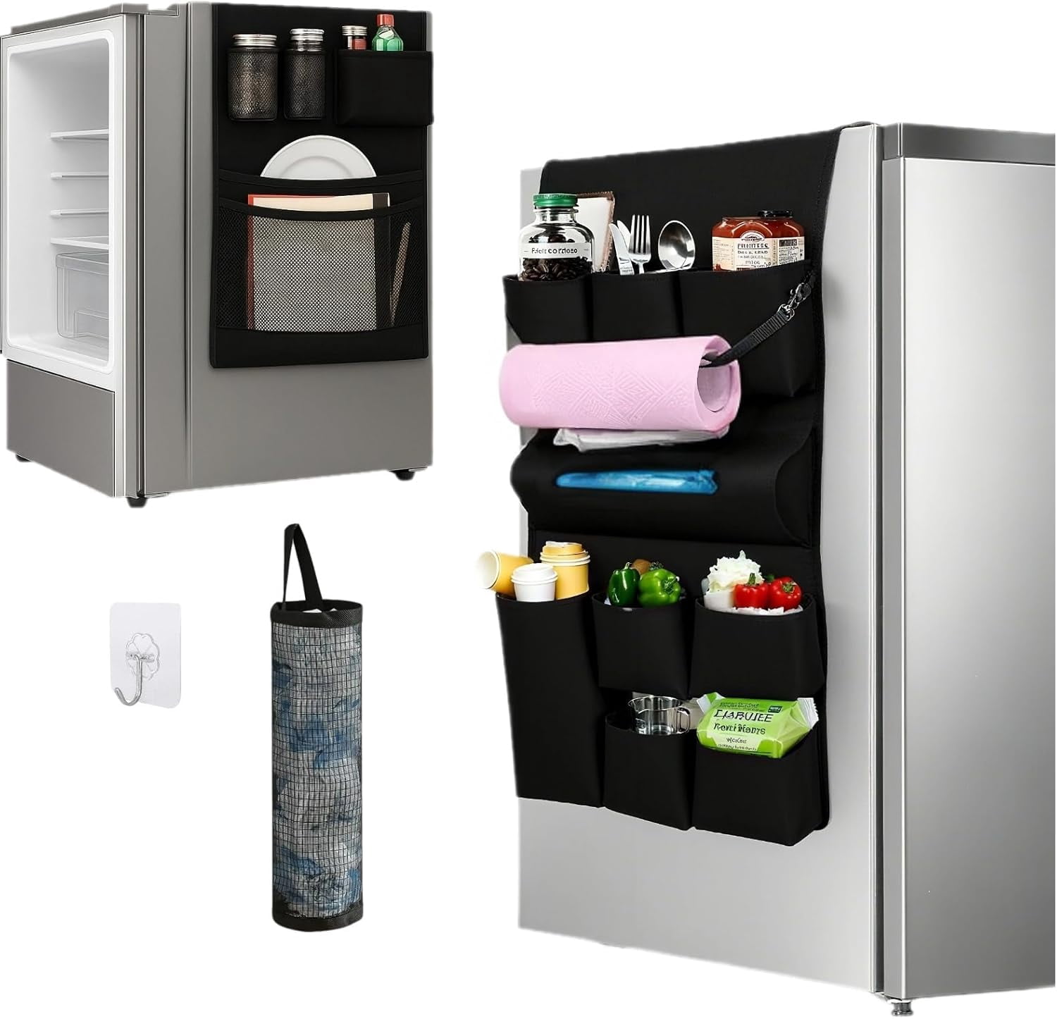14 Pockets Mini Fridge Organizer Dorm Essentials Dust Cover for Most ...