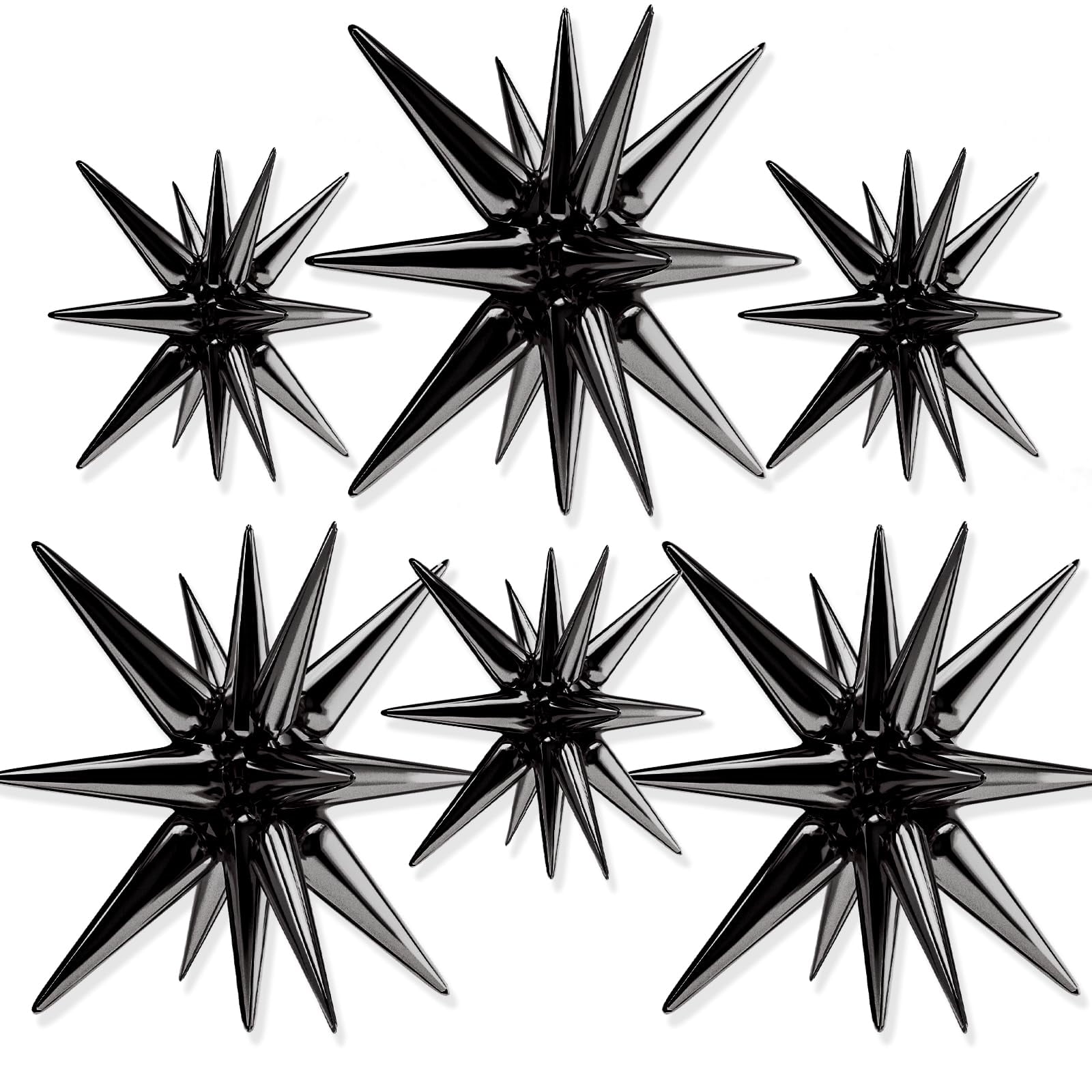 14-Pointed Star Balloons 6 Pack, Large Mylar Explosion Balloons with ...