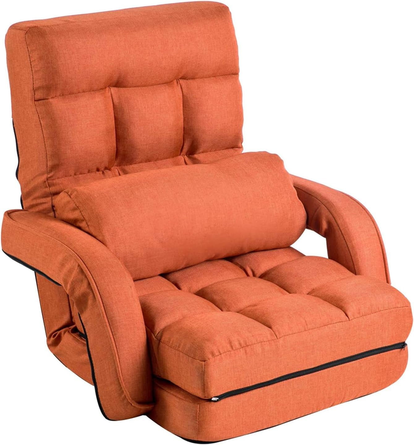 14-Position Adjustable Floor Chair Chaise Lounge Indoor Folding Lazy ...