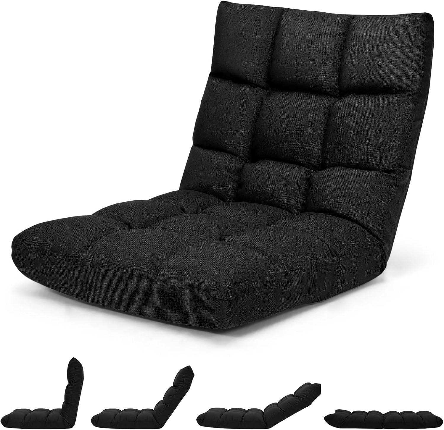 14-Position Floor Chair, Floor Gaming Chair w/Resilience Sponge, Alloy ...