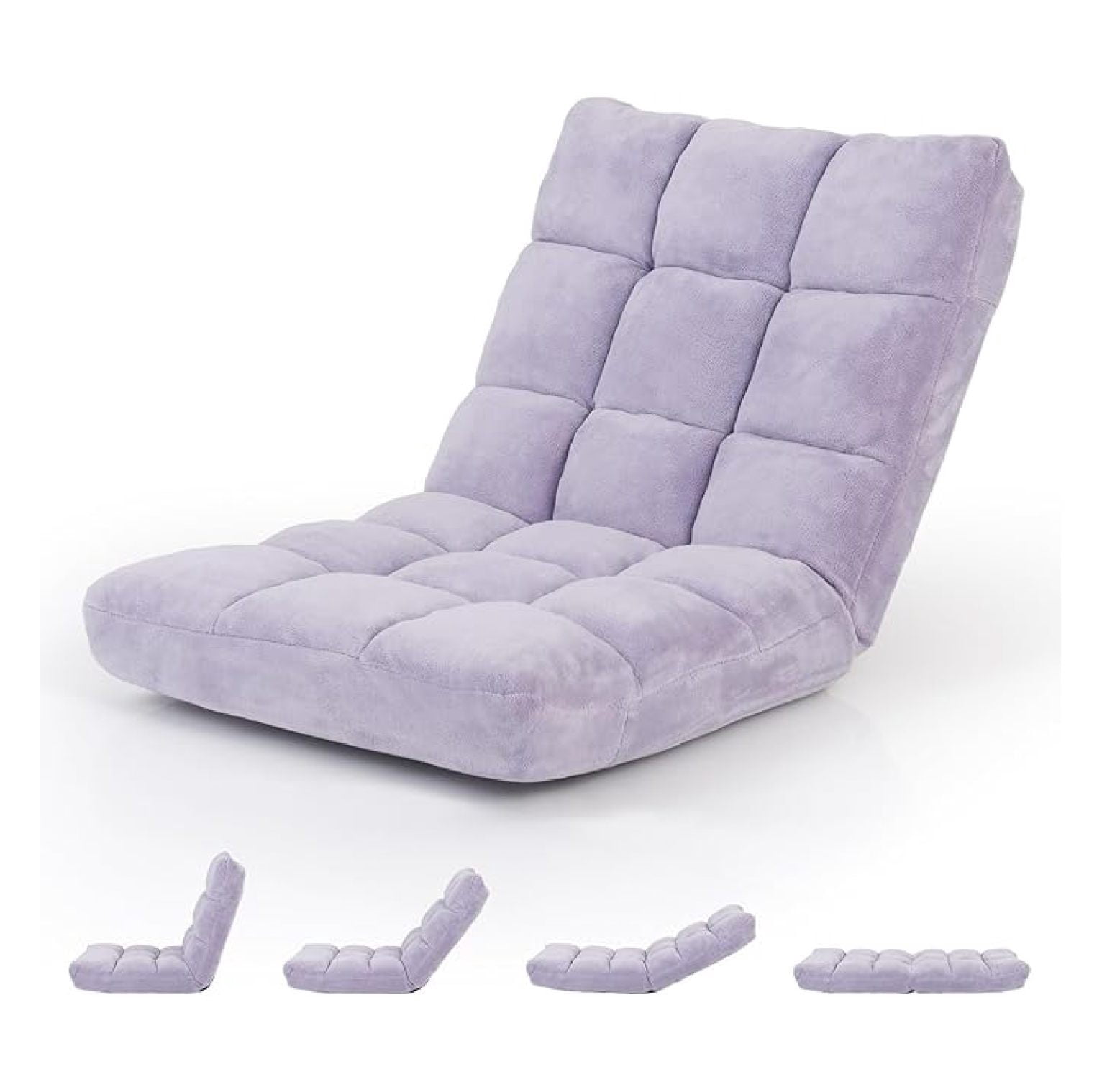 14-Position Floor Chair, Floor Gaming Chair w/Soft Coral Fleece, Alloy ...