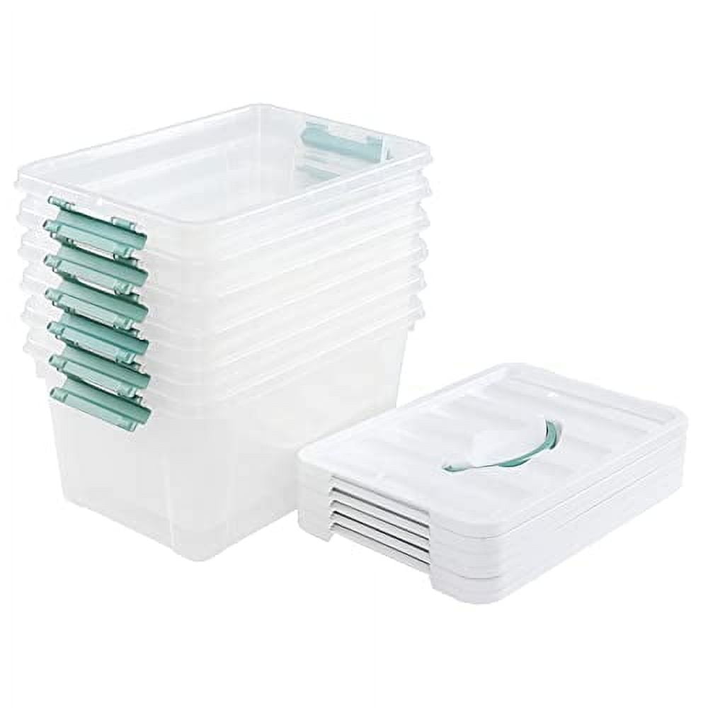14 Quart Clear Latching Box with Lid & handle, Plastic Storage Tote Set ...