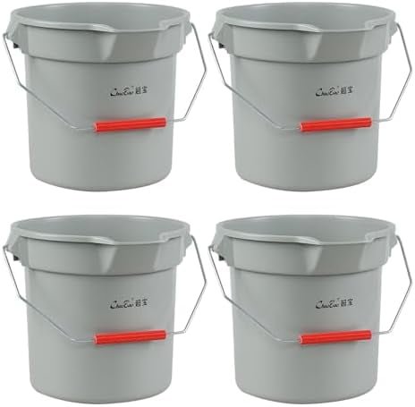 14 Quart Commercial Round Buckets, 4 Packs Plastic Round Utility Pail ...