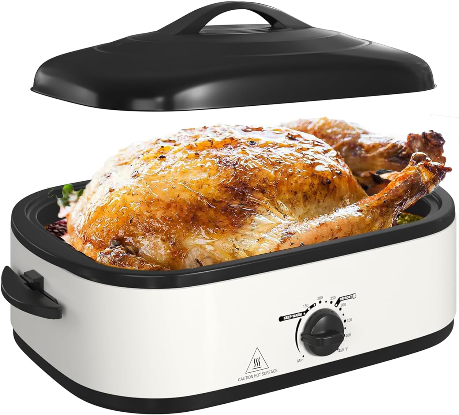 14 Quart Electric Roaster Oven with Self-Basting Lid, Stainless Steel ...