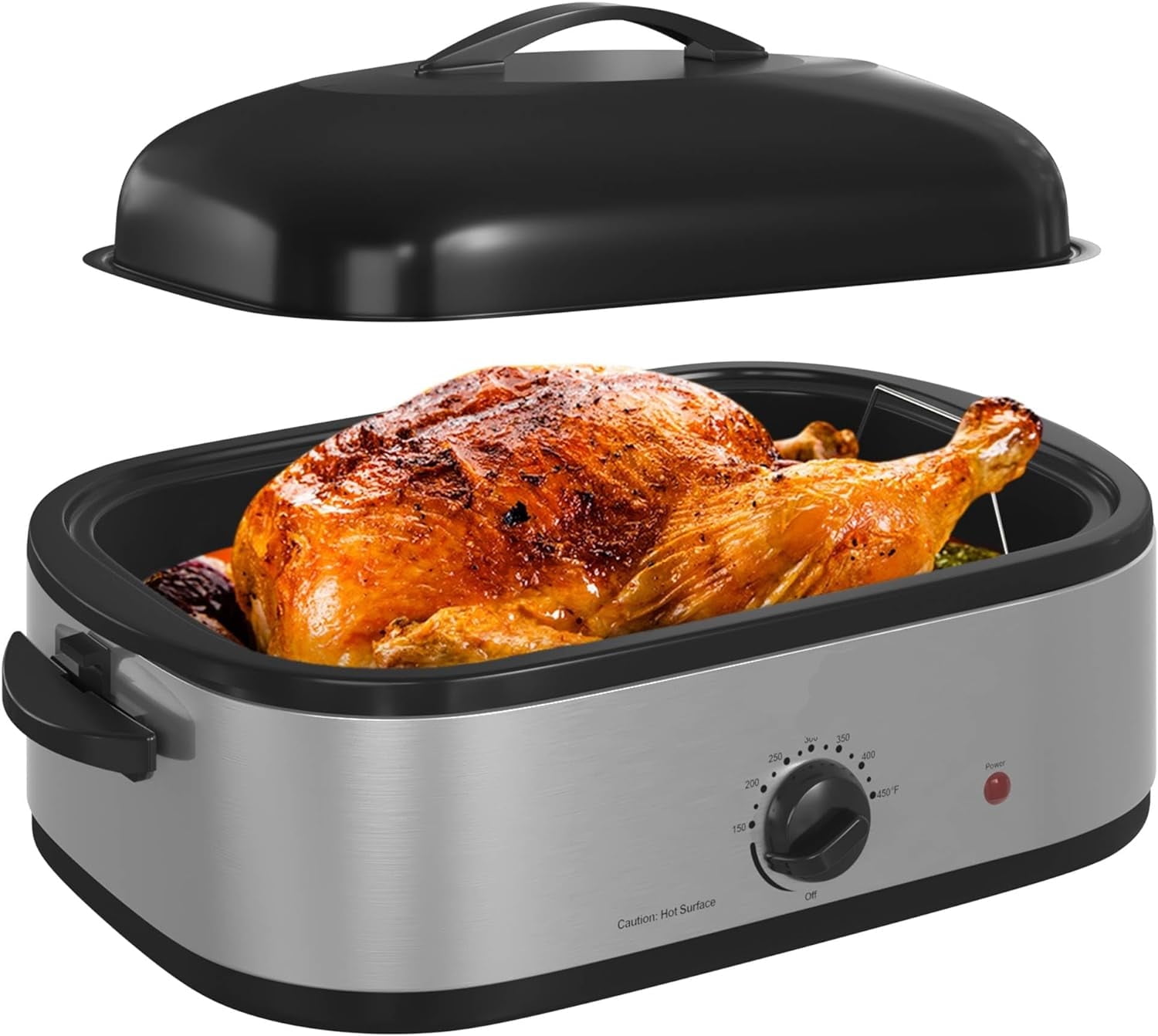 Large 14 Quart Electric Roasting Cooker with Removable Self-Basting Lid ...