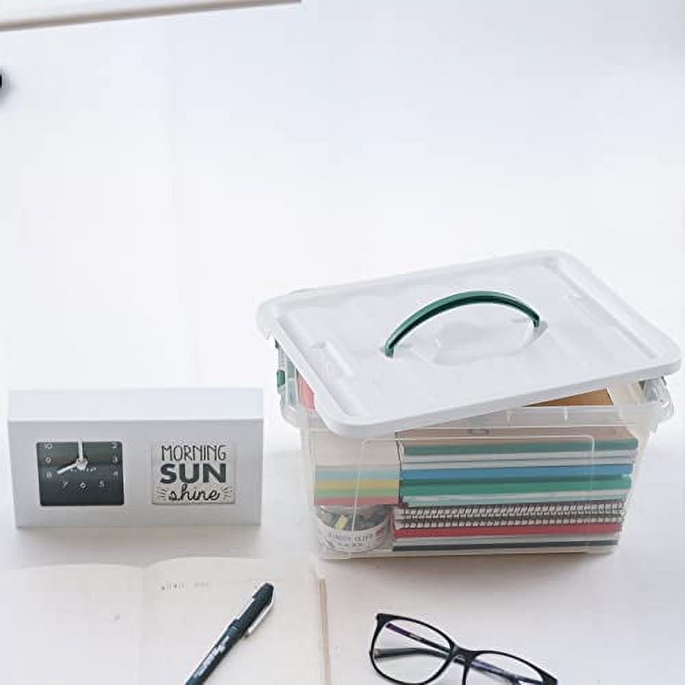 14 Quart Latching Container Box with Handle, 8 Pack Plastic Lidded ...