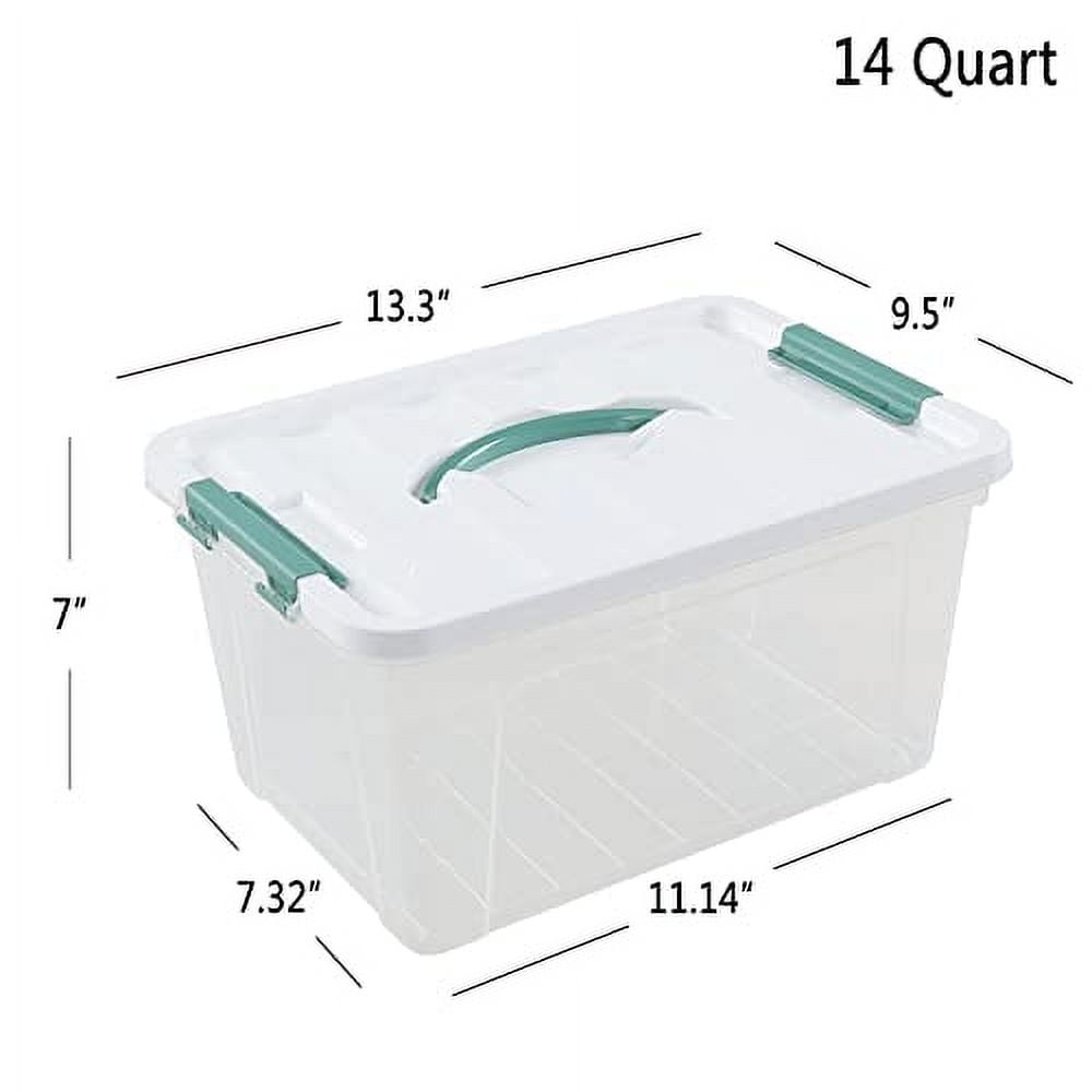 14 Quart Latching Container Box with Handle, 8 Pack Plastic Lidded ...