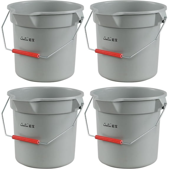 14 Quart Plastic Cleaning Bucket with Handle, 4 Packs Plastic Round ...