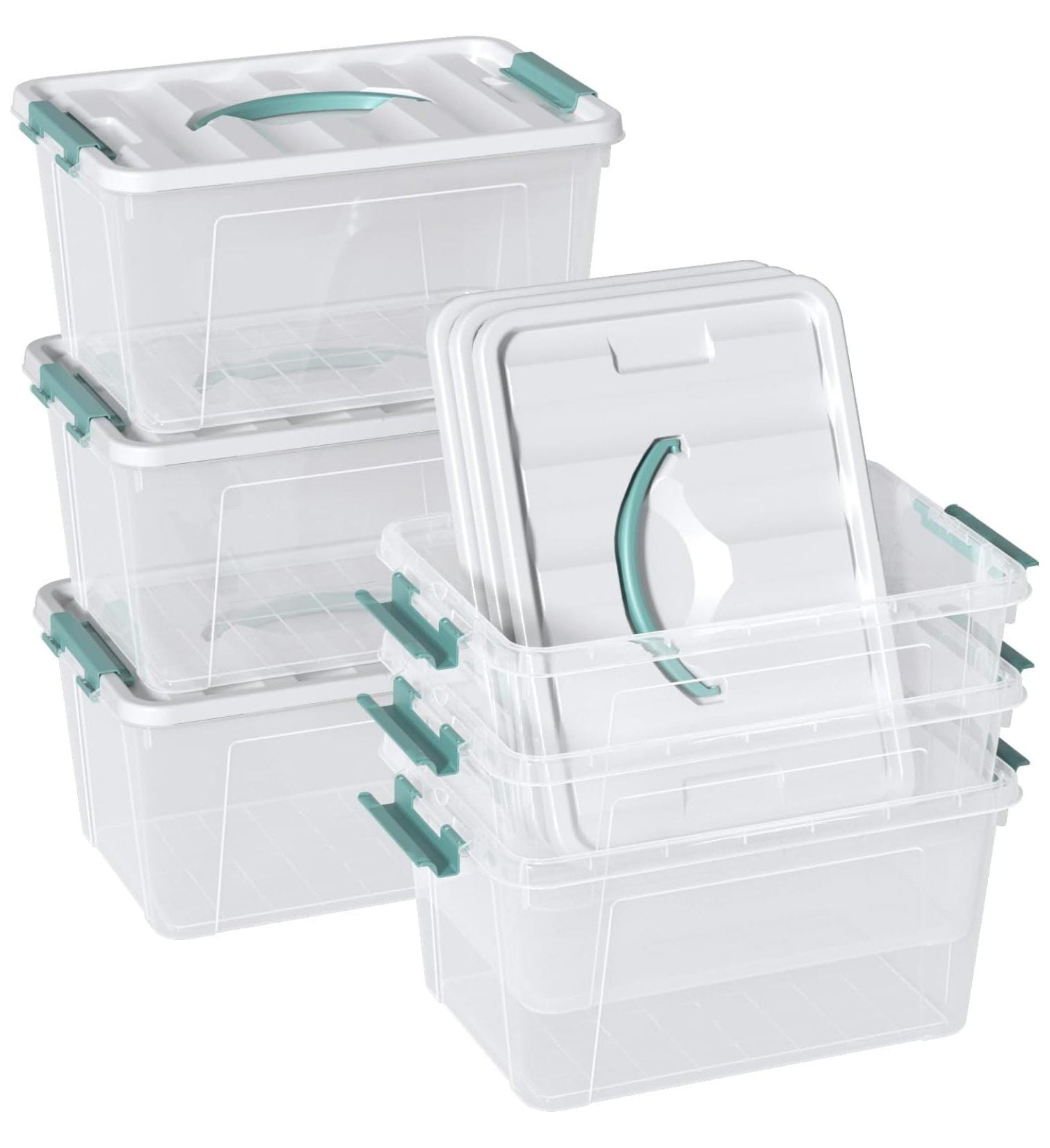 14 Quarts Latching Container with Lid/Handle, Clear Plastic Storage ...