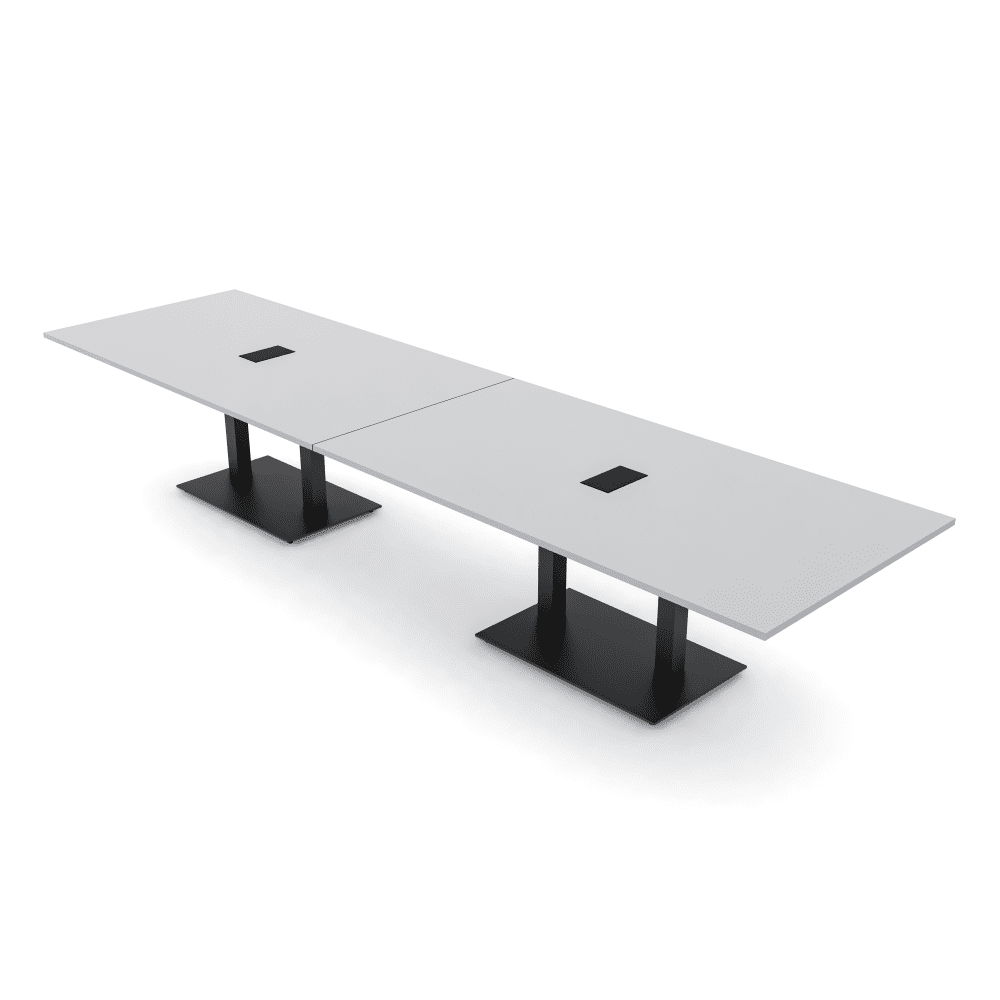 14' Rectangular Modular Conference Table Black Bases Electric Modules ...