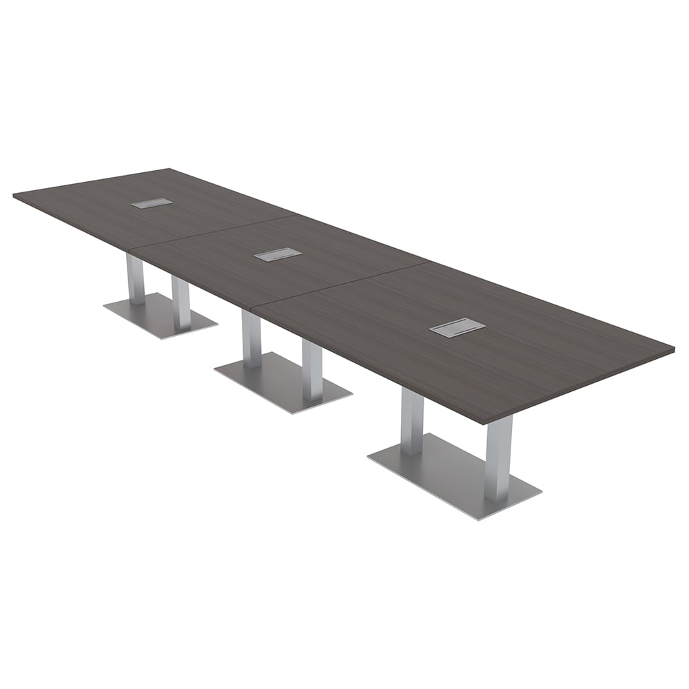 14' Rectangular Modular Conference Table Metal Bases Electric Modules ...