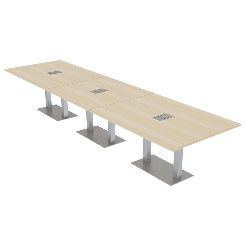 14' Rectangular Modular Conference Table Metal Bases Electric Modules ...