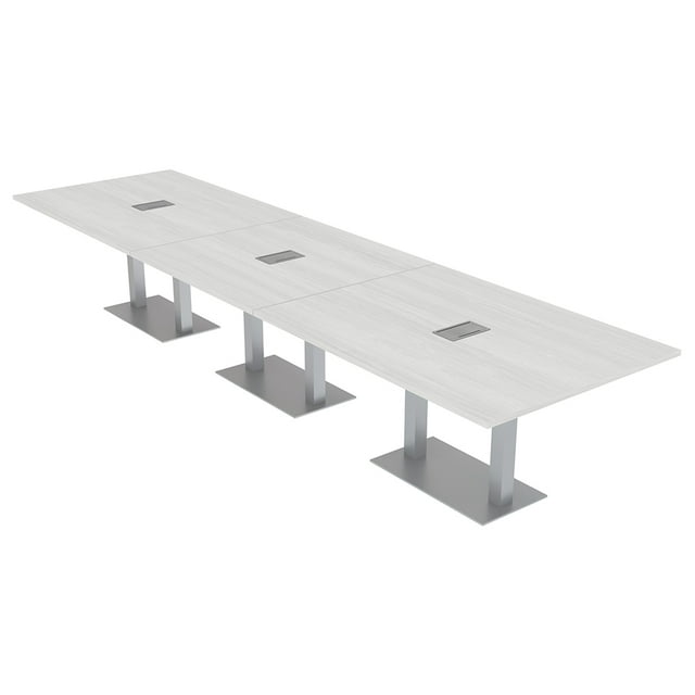 14' Rectangular Modular Conference Table Metal Bases Electric Modules ...