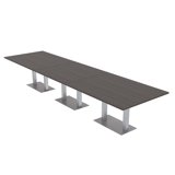 14' Rectangular Modular Conference Table Metal Bases Electric Modules ...