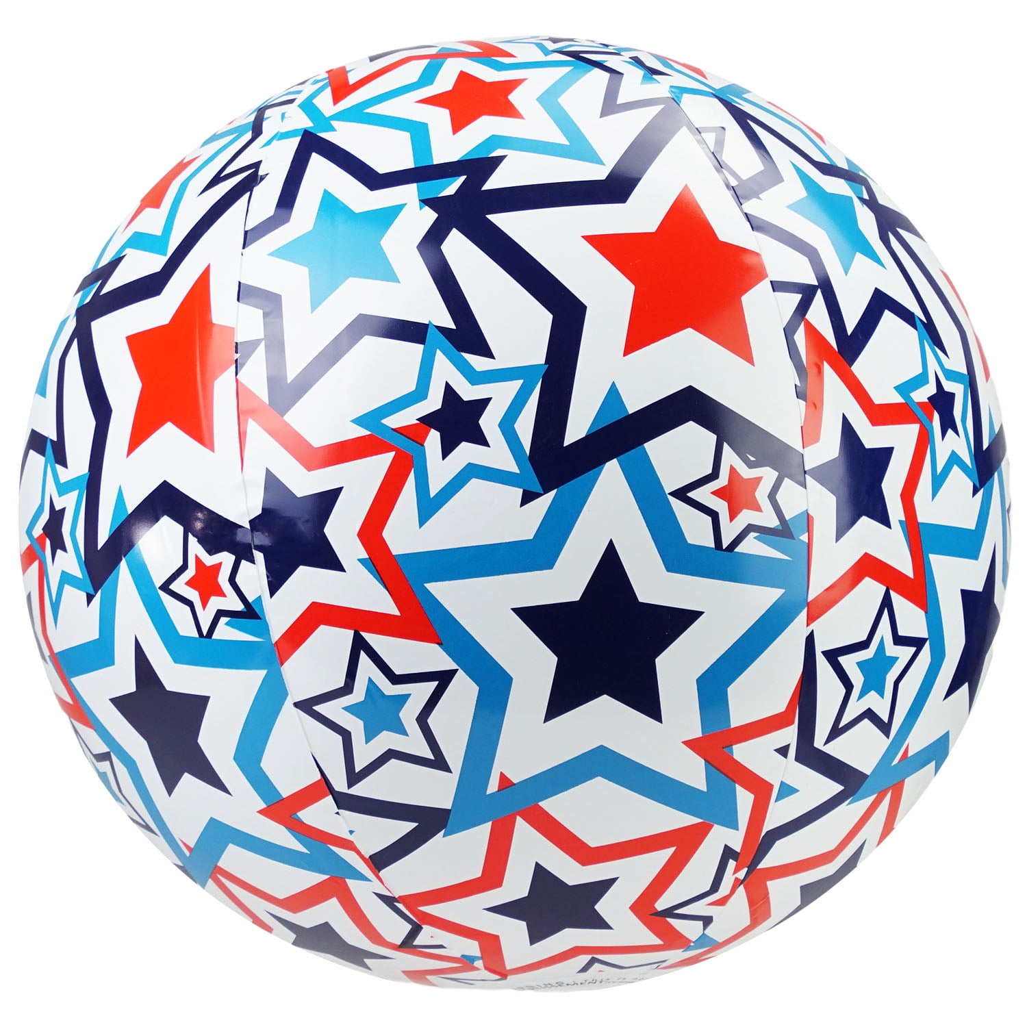 14" Red and White Stars LED Light-Up Beach Ball Swimming Pool Toy ...