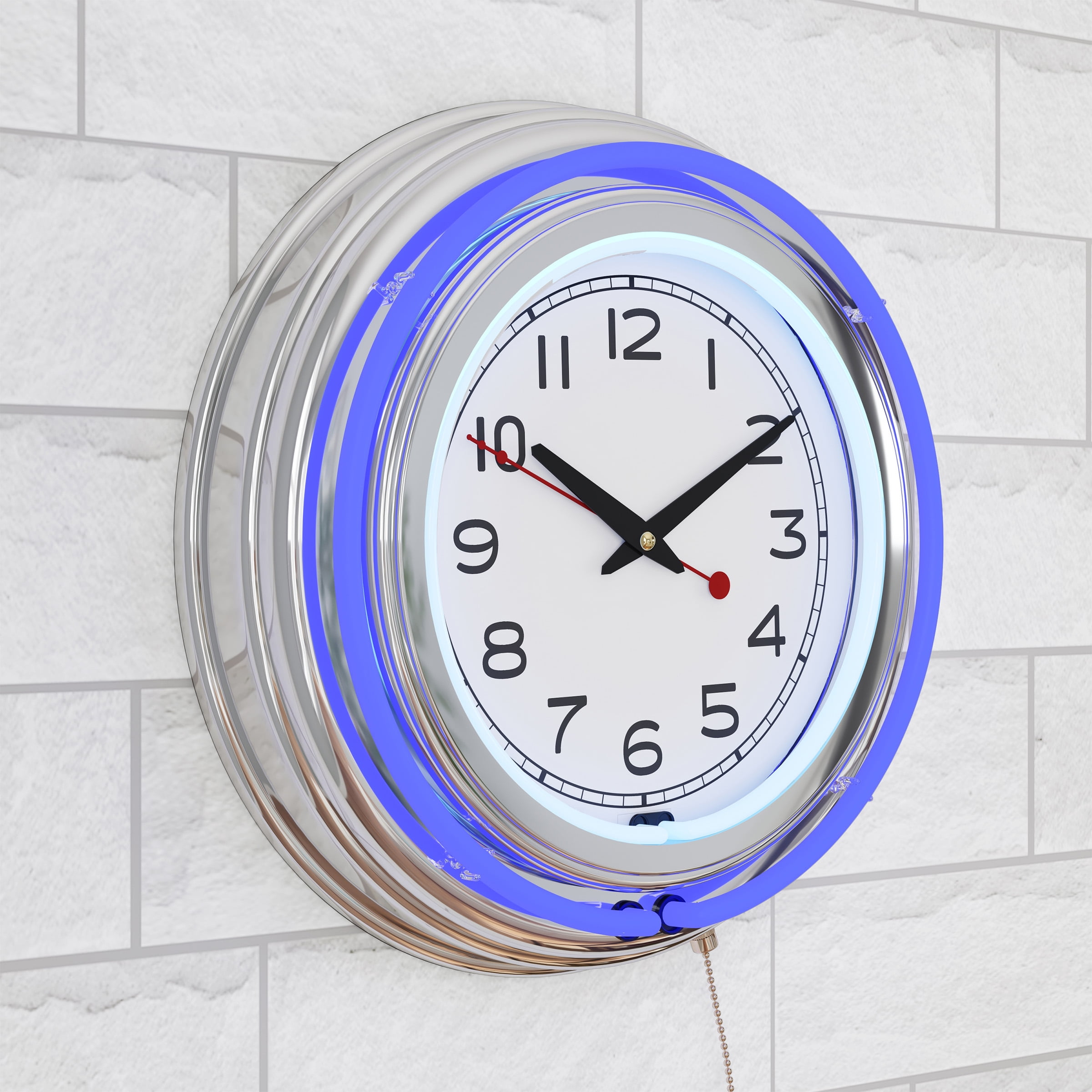 14" Retro Neon Wall Clock, Double Light Ring Vintage Style Clock by ...