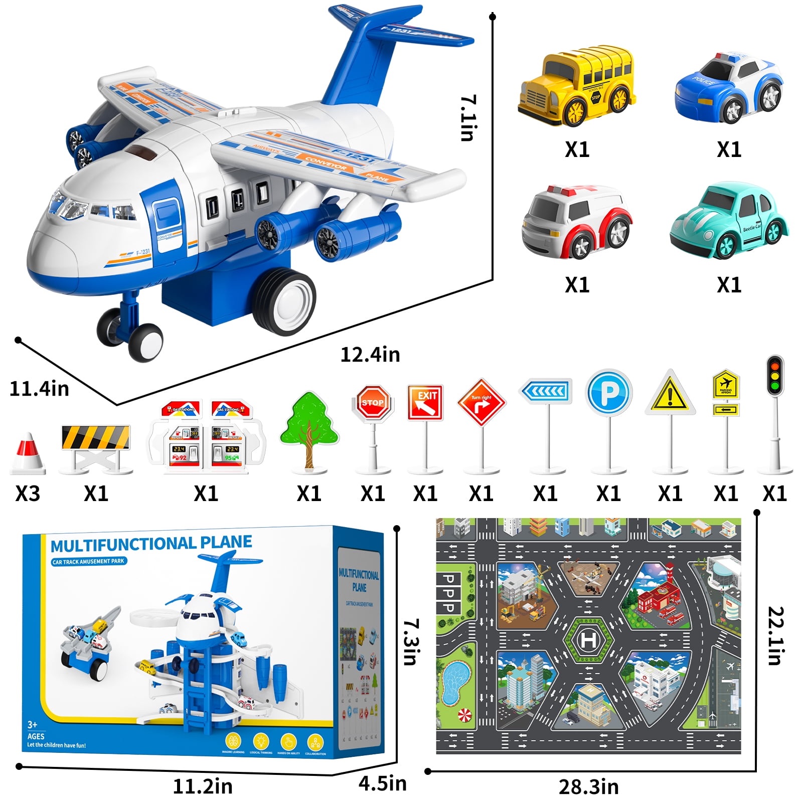 14 Road Signs 4 City Engines Red Airplane Toys For Kids Boys Garage ...
