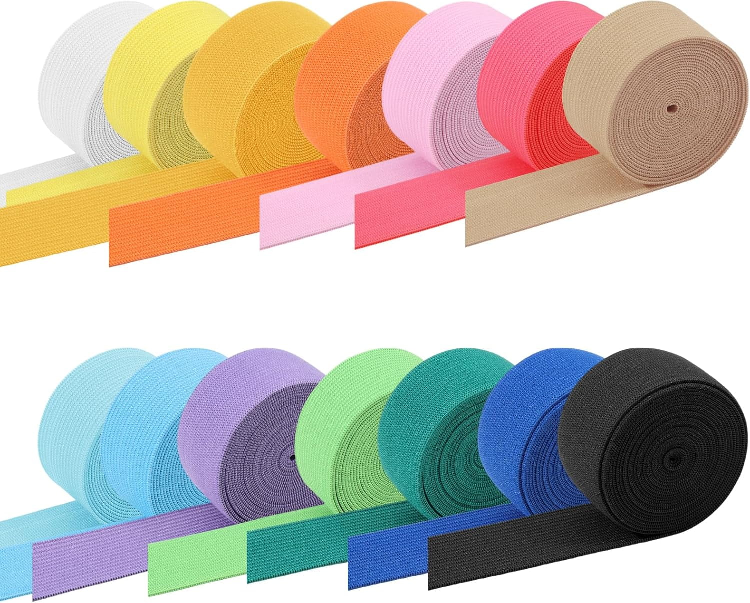 14 Rolls 30Yard/28M Colorful Elastic Bands Elastic Solid Bright Color ...