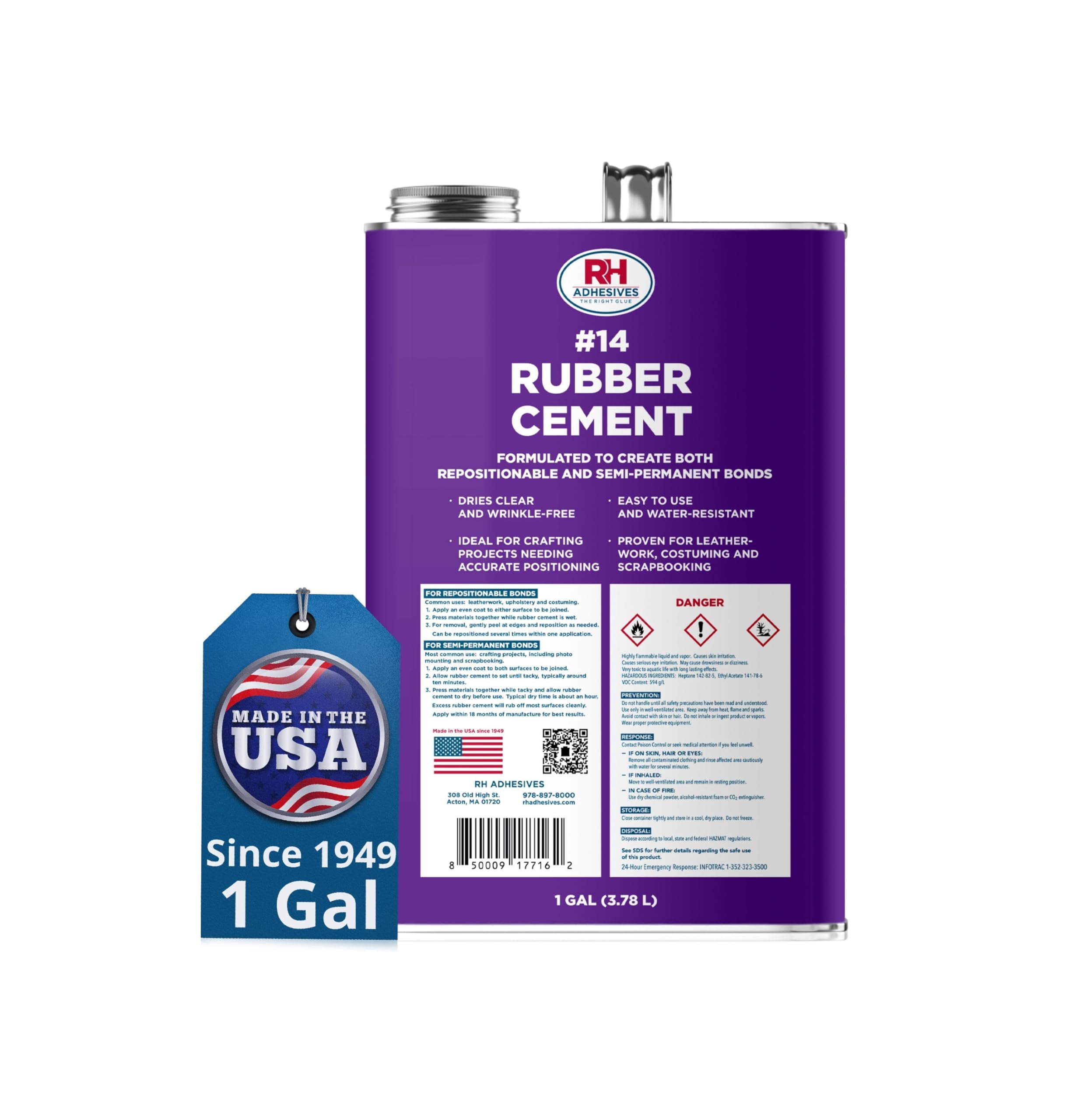 #14 Rubber Cement, 1 Gallon - RH Adhesives - Walmart.com